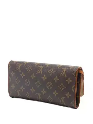 LOUIS VUITTON 2001 Monogram Pochette Twin Gm Crossbody Bag - Brown