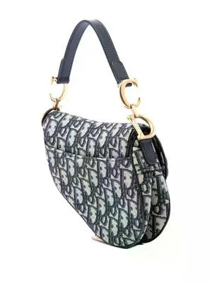 Dior 2018 Mini Oblique Canvas Saddle Bag - Blue