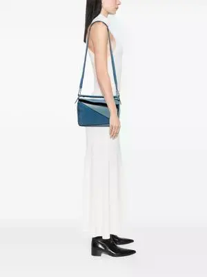 Loewe Medium Tricolor Calfskin Puzzle Satchel - Blue