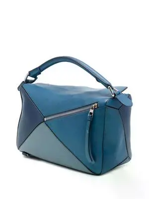 Loewe Medium Tricolor Calfskin Puzzle Satchel - Blue