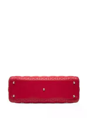Dior Large Lambskin Cannage Lady Satchel - Red