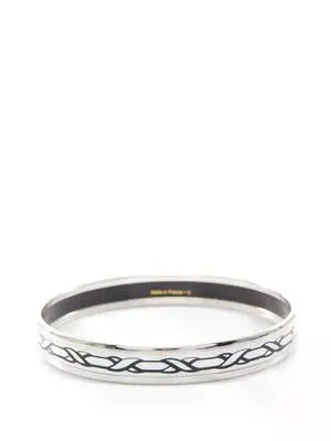 Hermès Enamel Celtic Knot Bangle Bracelet - White