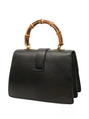 Gucci 2016-2026 Medium Bamboo Dionysus Web Leather Satchel - Black