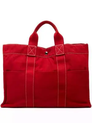 Hermès 2000-2010 Canvas Sac Deauville Mm Tote Bag - Red