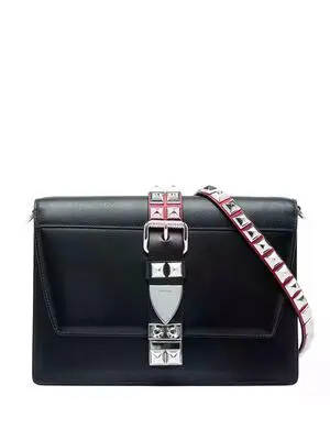 Prada City Calf And Saffiano Studded Elektra Crossbody Bag - Black