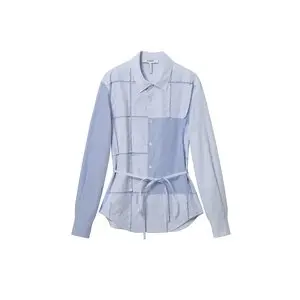 JAKKE Tie Shirt Patchwork Check Cotton Poplin