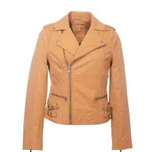 ZASTASTUDIO Brandy Alexander Peach Leather Biker Jacket - Red