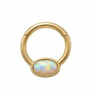 Zahav Jewelry 10k Solid 16g 8mm Opal Clicker Hoop