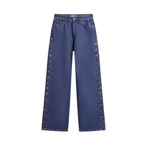 NOCTURNE Eyelet Detail Wide-leg Denim Trousers