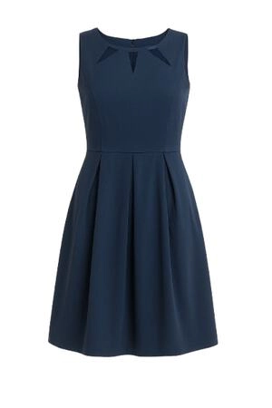 CONQUISTA Sleeveless Pleat Detail Dress - Blue