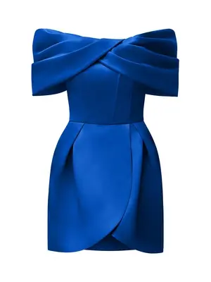 TIA DORRAINE Love In Bloom Off-shoulder Mini Dress - Blue