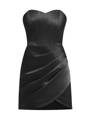 TIA DORRAINE A Touch Of Glamour Satin Mini Dress - Black