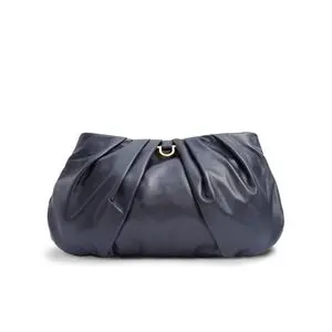 Lovard Large Leather Croissant- Black With - Silver