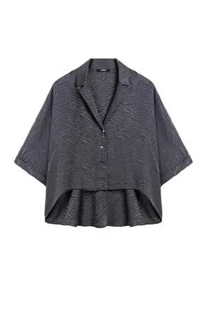 NOCTURNE Relaxed Short-sleeve Textured Shirt - Grey