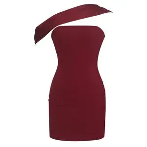 MISS CIRCLE NEW YORK Satin Ribbon Strapless Mini Dress - Red