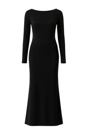 CONQUISTA Sheer Back Maxi Dress - Black