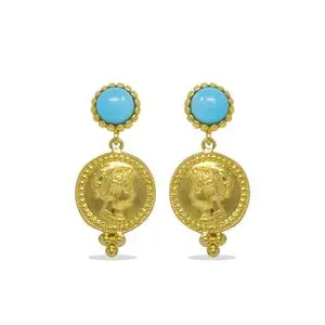 VINTOUCH ITALY Cleopatra Earrings With Turquoise - Gold