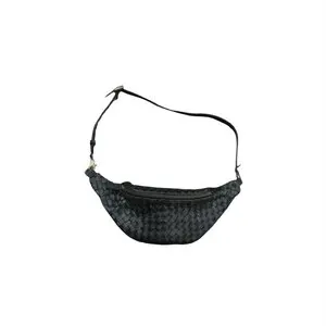 Pink Haley Makayla Handwoven Leather Fanny Pack - Black