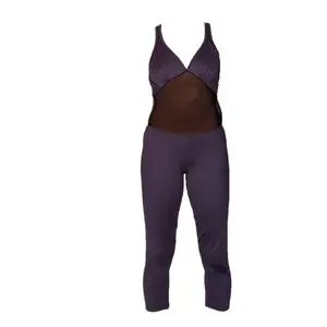 BRASINI SWIMWEAR Naomi Bodysuit/jumpsuit In Royal With Black Mesh Trim - Purple