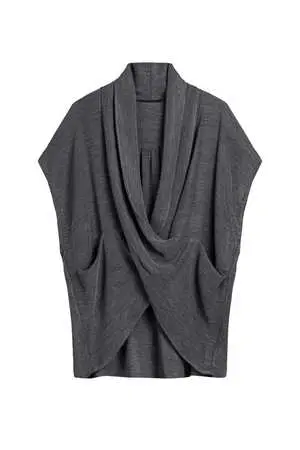 NOCTURNE Draped Wrap Blouse - Grey