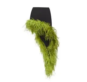 MAISON SEL Asymmetric Ostrich Trim Skirt - Black