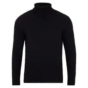 PAUL JAMES KNITWEAR Fitted Submariner Roll Neck Merino Wool Jumper - Black