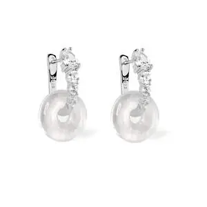 FREQNC ATELIER Ouroboros Clear Quartz Hoop Earrings - Gray/green