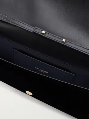 Saint Laurent Kate Velour Logo Chain Clutch