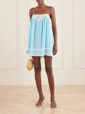 DÔEN Clemente Lace-trimmed Silk Mini Dress