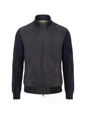 ARTE ANTWERP Suede Panelled Jacket - Blue