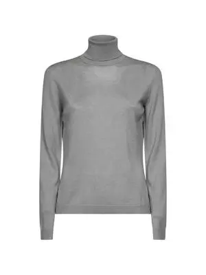 BLANCA VITA Turtleneck Fine-knit Sweater - Grey