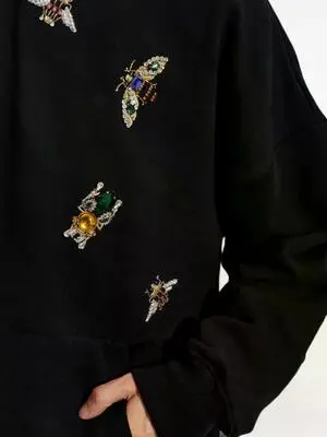 Balmain Appliqué Embellished Cotton Hoodie