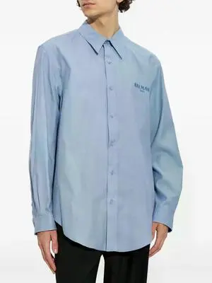 Balmain Logo-embroidered Cotton-blend Shirt