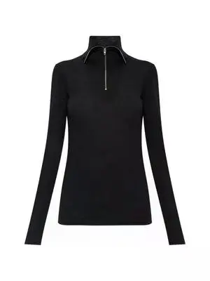 JIL SANDER Quarter-zip Turtleneck Top - Black