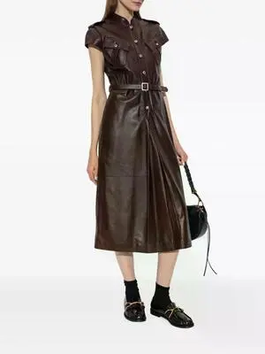 Alexander McQueen Leather Midi Dress