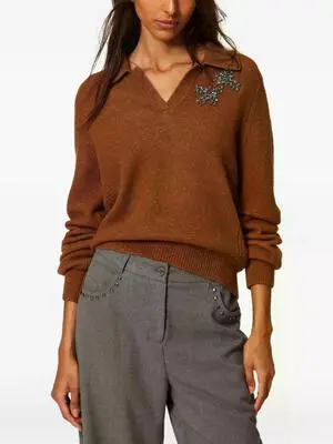 TWINSET Embellished Polo-collar Jumper