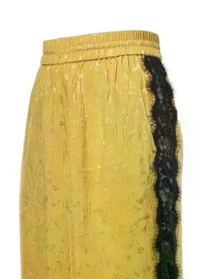 Pinko Lace-trim Floral Jacquard Trousers - Yellow