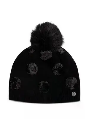 Joseph Ribkoff Sequin Embellished Pom-pom Beanie - Black