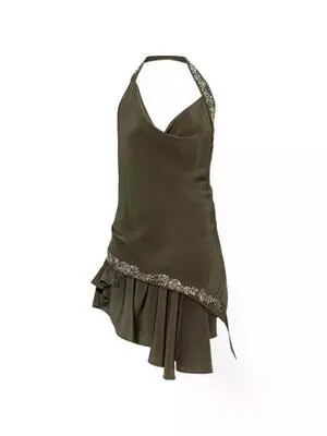 Alexander McQueen Halter Neck Silk Top With Shimmering Appliqués
