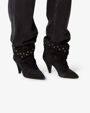 Isabel Marant Étoile Lyone" Suede And Calfskin Heeled Boots - Black