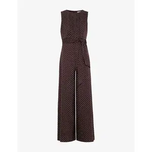 PHASE EIGHT Janine Spot-print Woven Jumpsuit - Brown