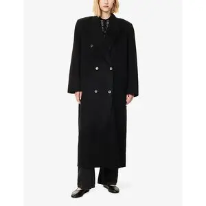 THE FRANKIE SHOP Gaia Double-breasted Wool-blend Coat - Black