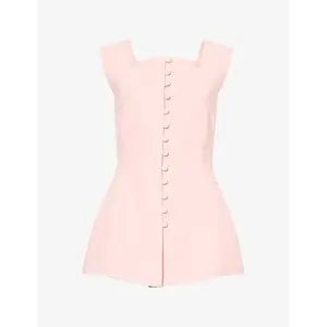 Mona Alshebil Structured Button-front Crepe Top - Peach
