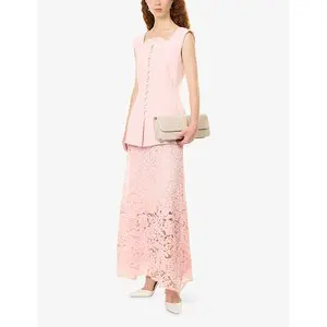 Mona Alshebil Structured Button-front Crepe Top - Peach