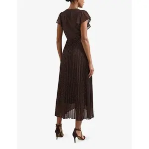 PHASE EIGHT Louisa Pin-spot Wrap Midi Dress - Brown