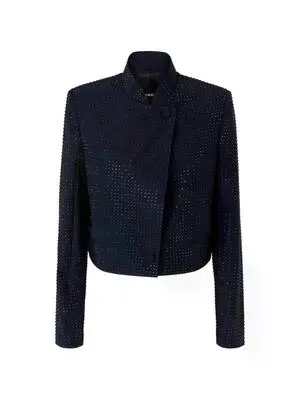 Pinko Rhinestone-embellished Cropped Jacket - Blue