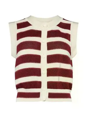 ERES Divergent Striped Button-front Top - Red