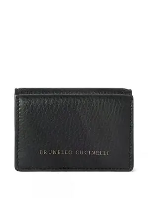 Brunello Cucinelli Grained Calfskin Tri-fold Wallet - Black
