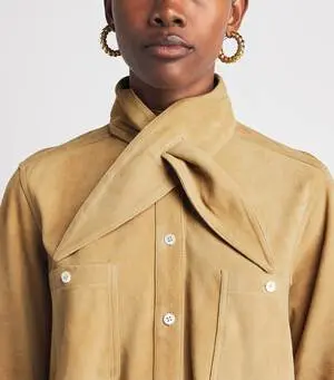 Polo Ralph Lauren Suede Tie-neck Utility Dress - Beige