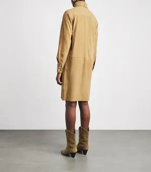 Polo Ralph Lauren Suede Tie-neck Utility Dress - Beige